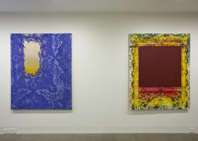 "Artist Mark Flood makes a rare appearance at...his own exhibition ...