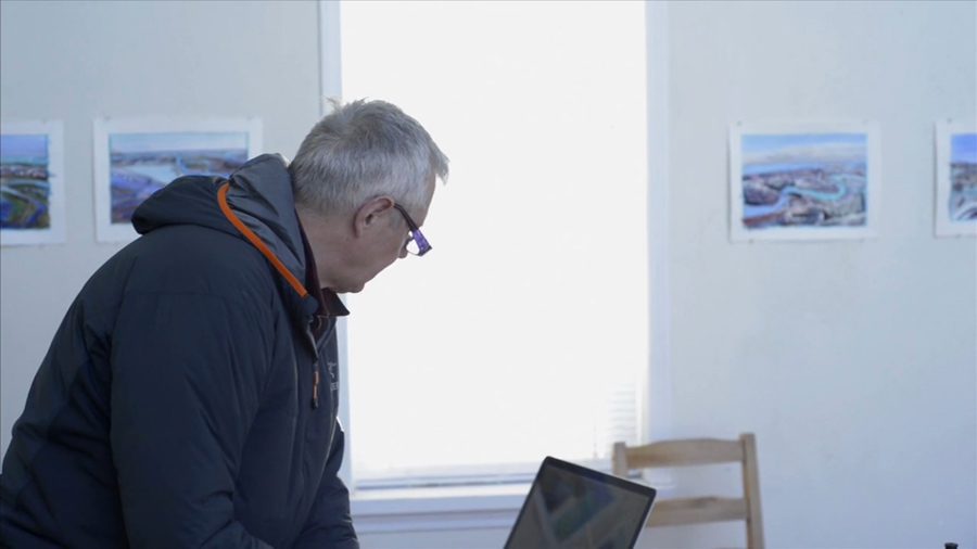 John Hartman at work in the Crowsnest Pass - Arthur Roger Gallery